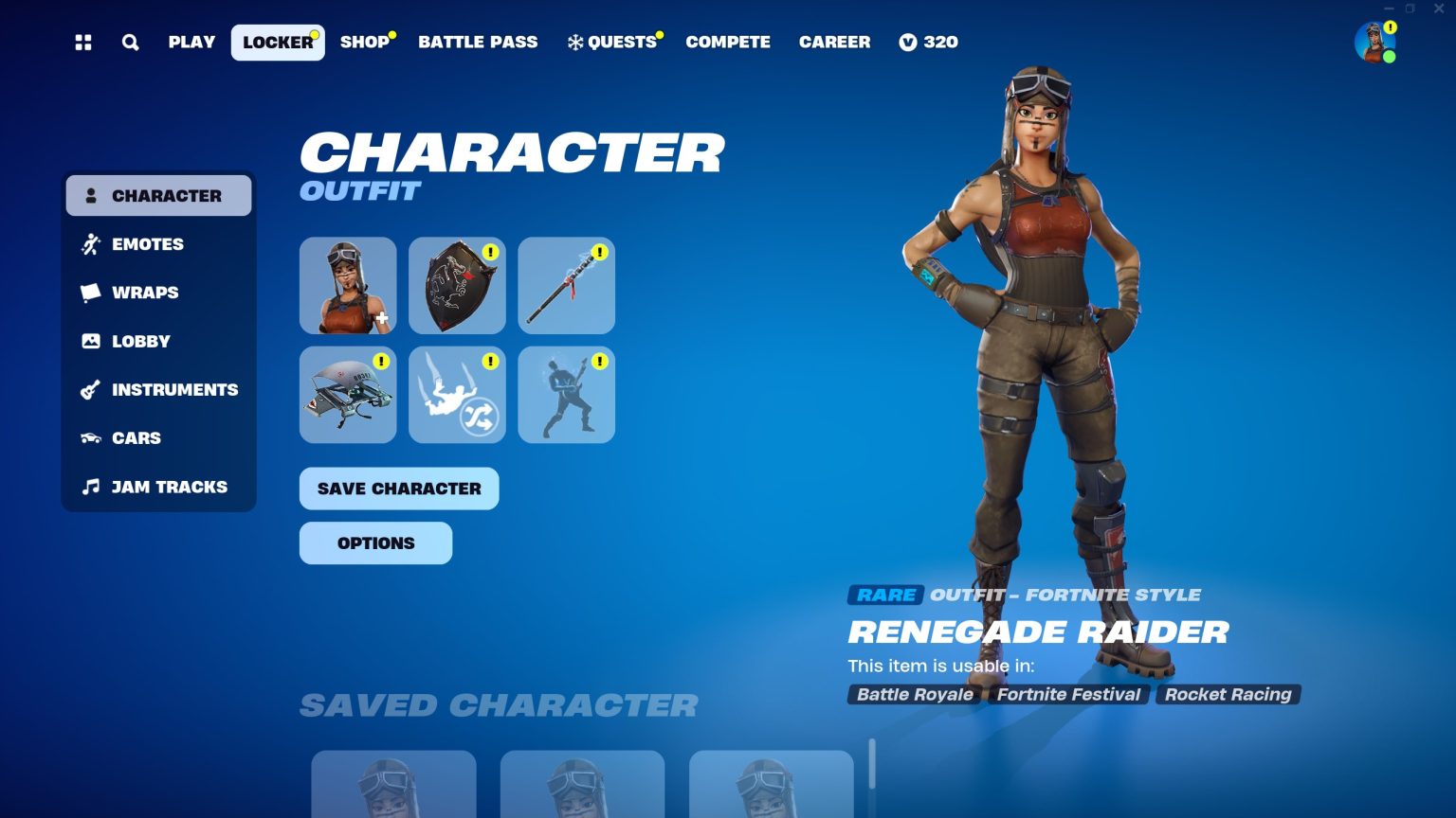 RENEGADE RAIDER, BLACK KNIGHT, ROYALE BOMBER, GLOW, GALAXY, MAKO, 140 SKINS